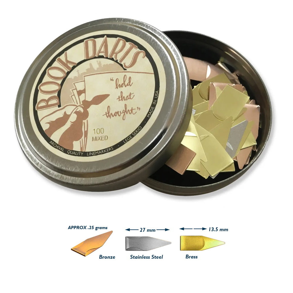 Book Darts Tin Mixed - 3 Sizes - Precision Page Markers for Books – The ...